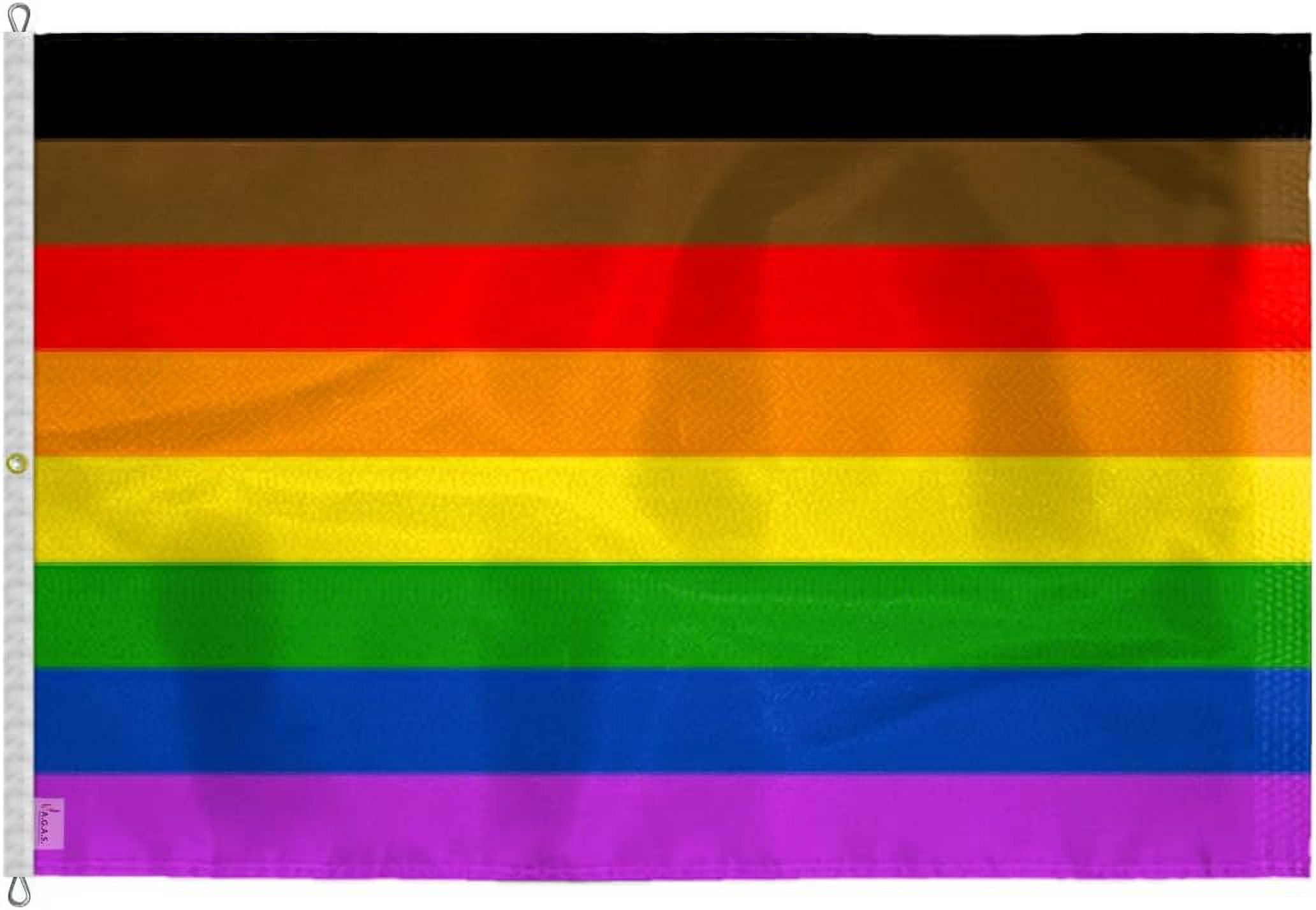 AGAS Large Philadelphia Rainbow Pride POC Flag 8x12 Ft - Double Sided ...