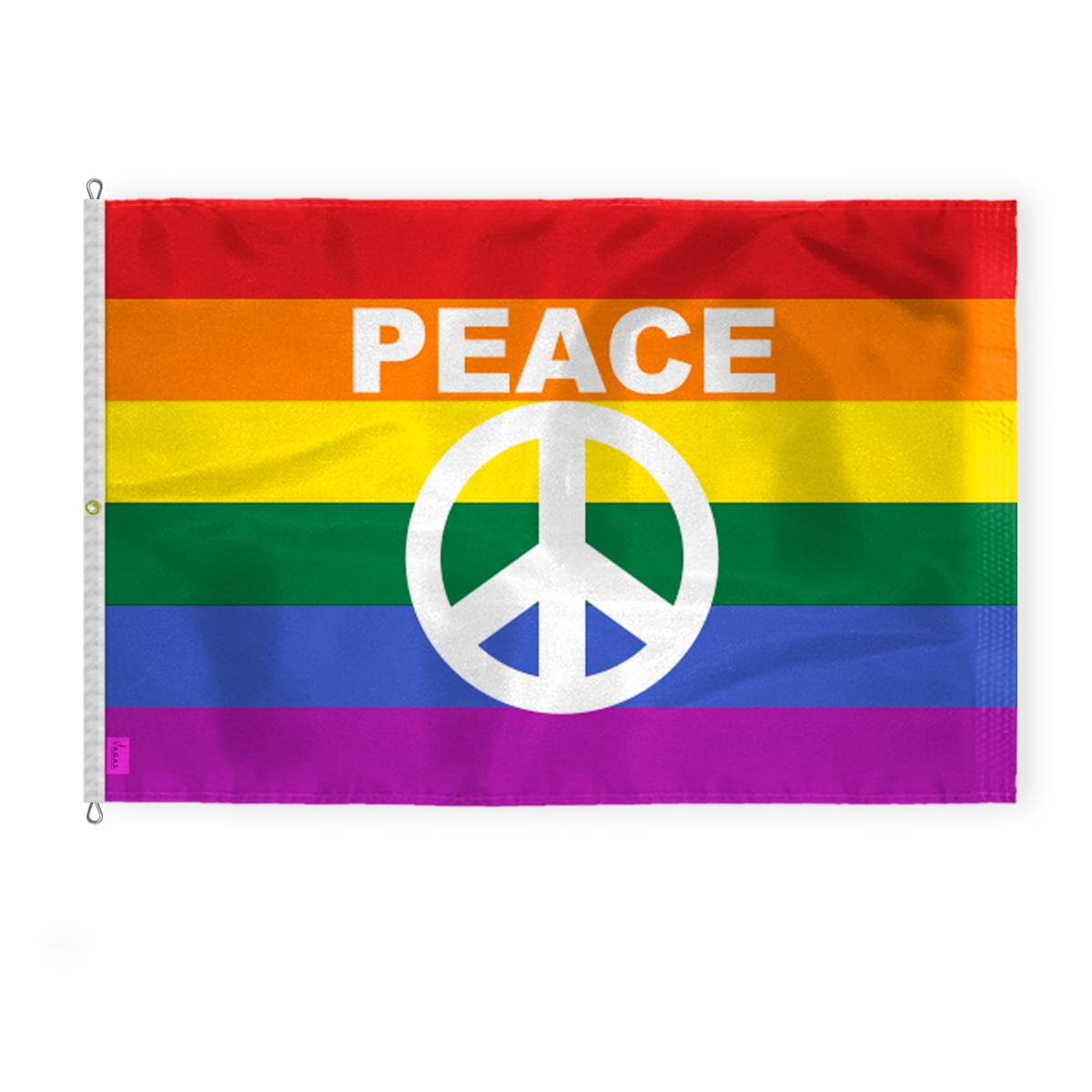 AGAS Large Rainbow Peace Sign Pride Flag 8x12 Ft - Printed 200D Nylon ...
