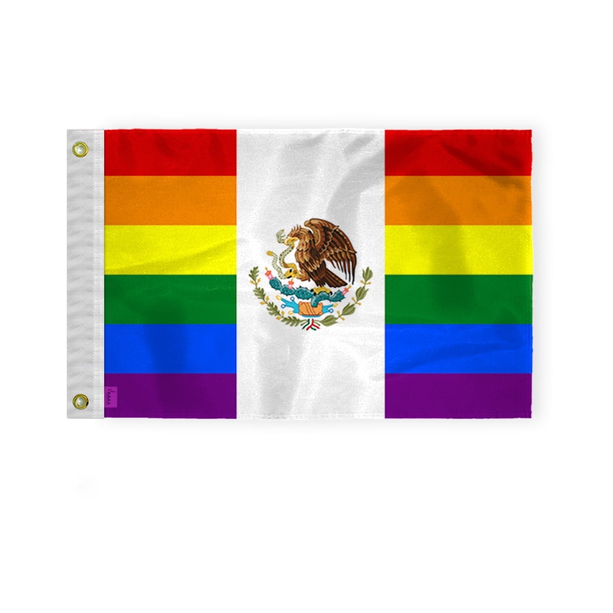 AGAS Mexico Rainbow Boat Nautical Flag 12x18 Inch - Printed 200D Nylon - Brass Grommets Fade ...