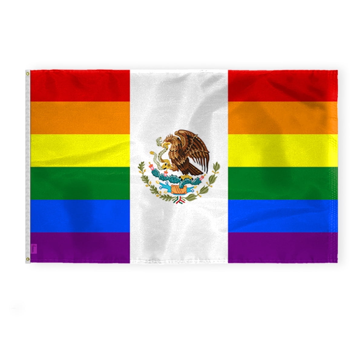 AGAS Mexico Rainbow Pride Flag 4x6 Ft - Printed 200D Nylon - Brass ...