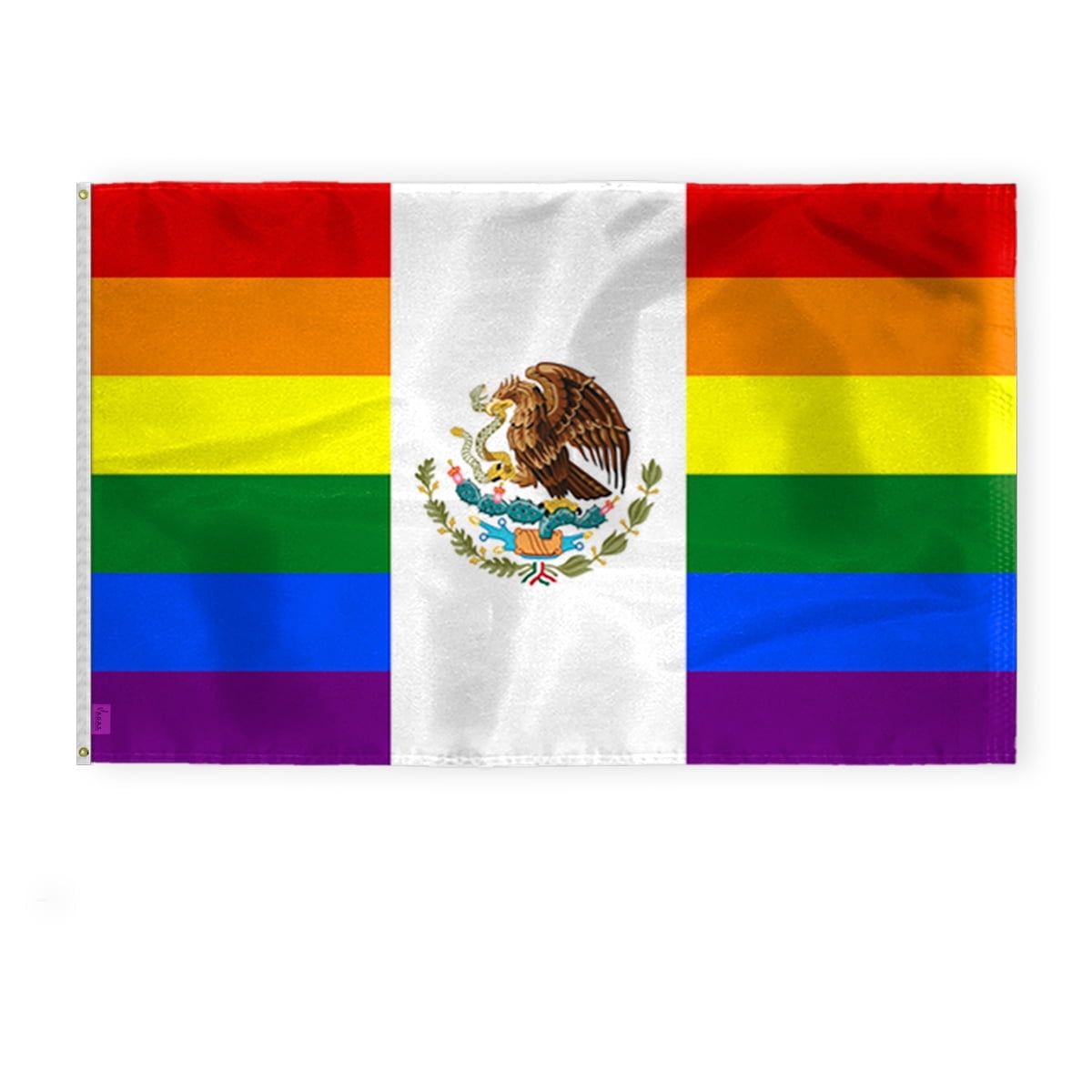AGAS Mexico Rainbow Pride Flag 5x8 Ft - Printed 200D Nylon - Brass ...