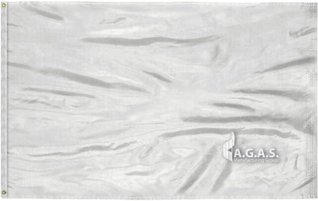 AGAS Mfg 5x8 FT Silk Polyester Blank Flag(White)- Vivid colors for ...