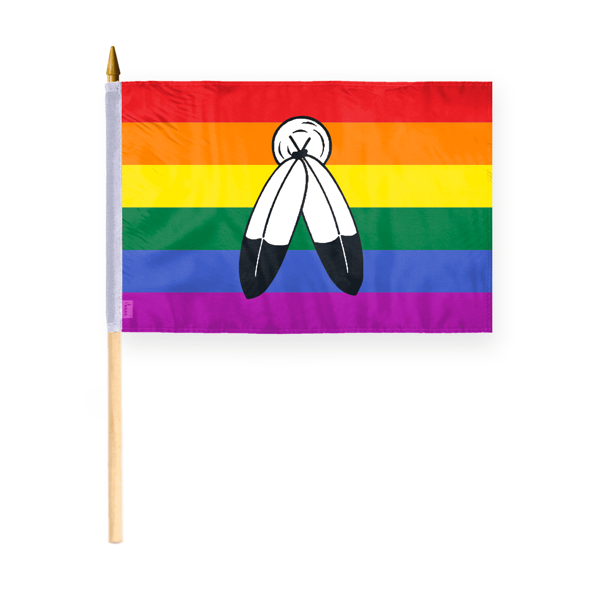 AGAS Mini Two-Spirit Rainbow Stick Flag 12x18 inch Flag on a 24 inch ...