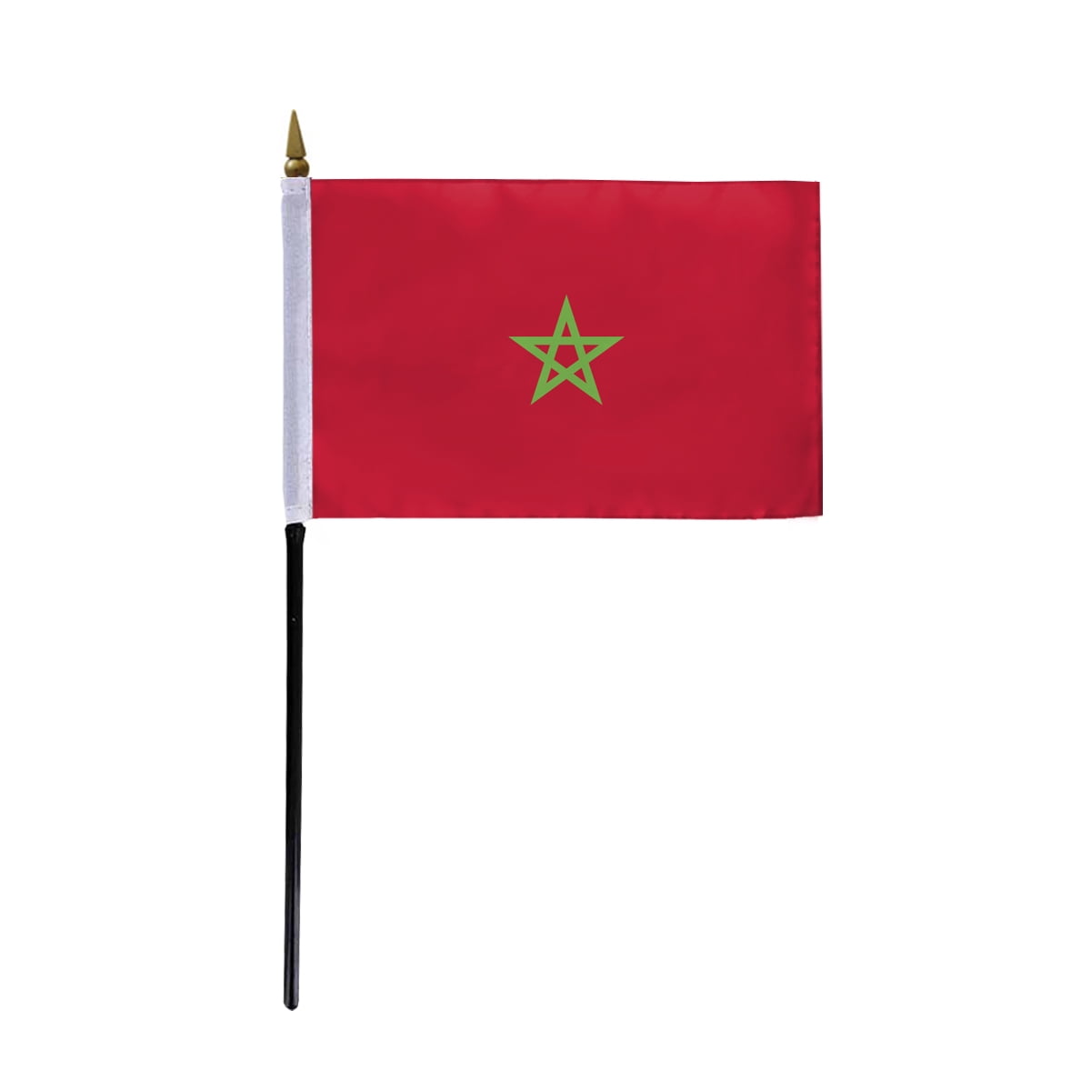 AGAS Morocco Flag 4x6 inch - 11" Plastic Pole 100% Polyester Stitched ...