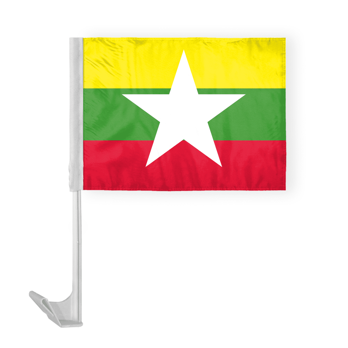 AGAS Myanmar Car Flag Premium 10.5x15 inch Printed Double Sided on Super Knit Polyester Fabric ...