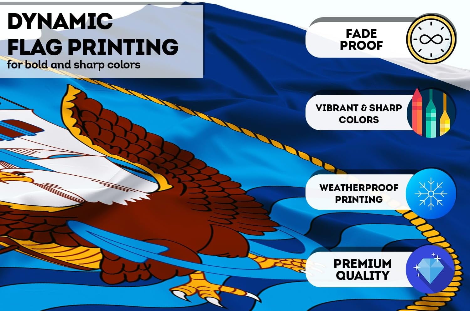 AGAS Navy Boat Flag 12x18 inch - Printed 200D Nylon Canvas Header Two ...