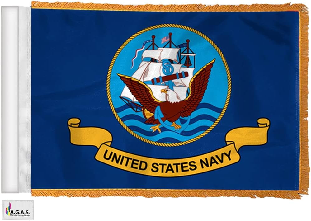 AGAS Navy Car Antenna Flag - 12x18 inch - Single Sided Printed Wrap ...
