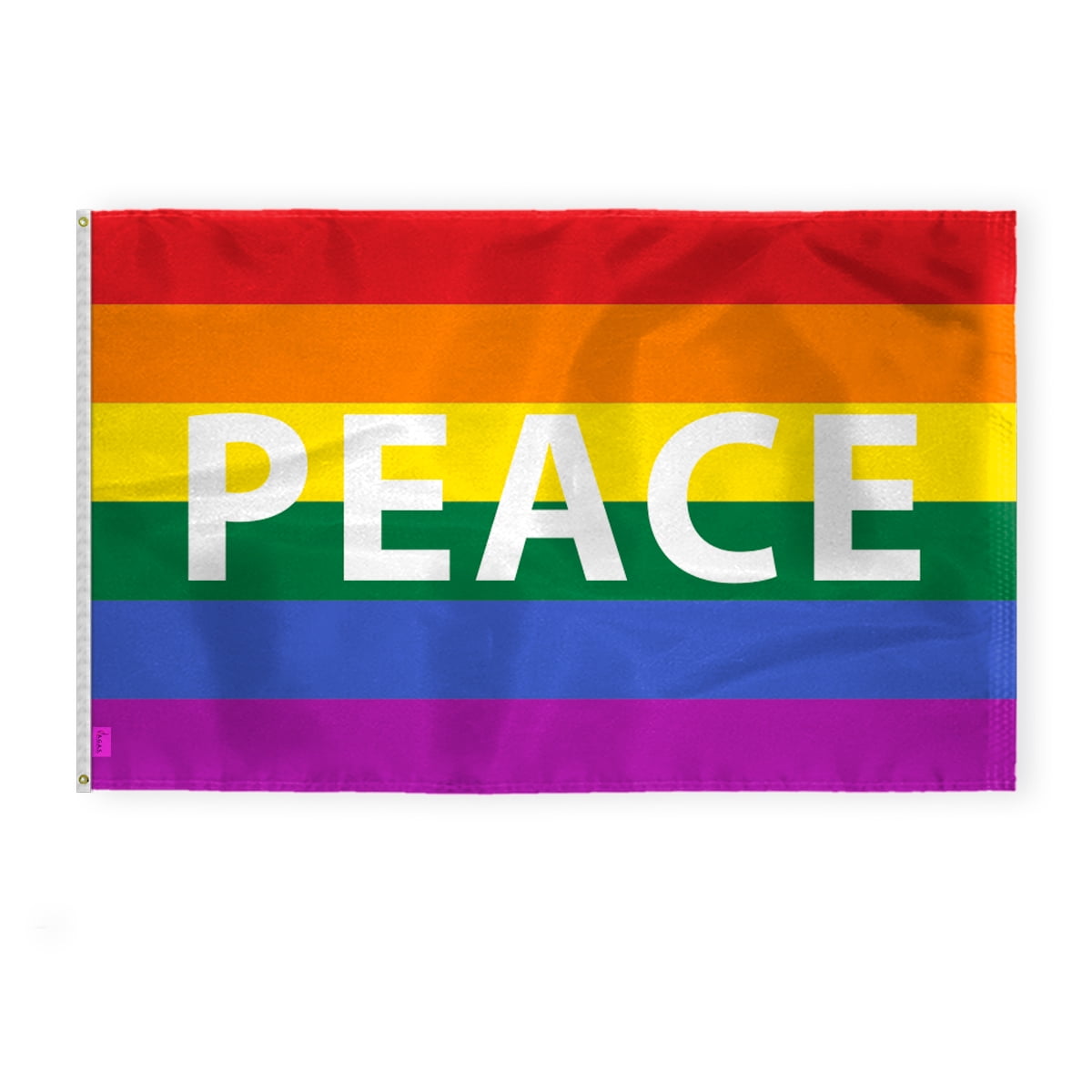 AGAS Peace Rainbow Pride Flag 4x6 Ft - Printed 200D Nylon - Brass ...