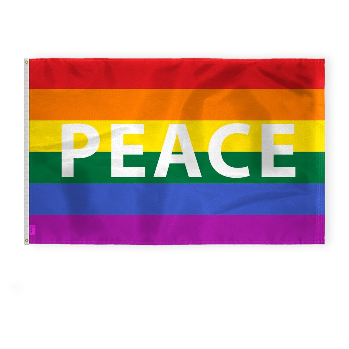 AGAS Peace Rainbow Pride Flag 5x8 Ft - Printed 200D Nylon - Brass ...