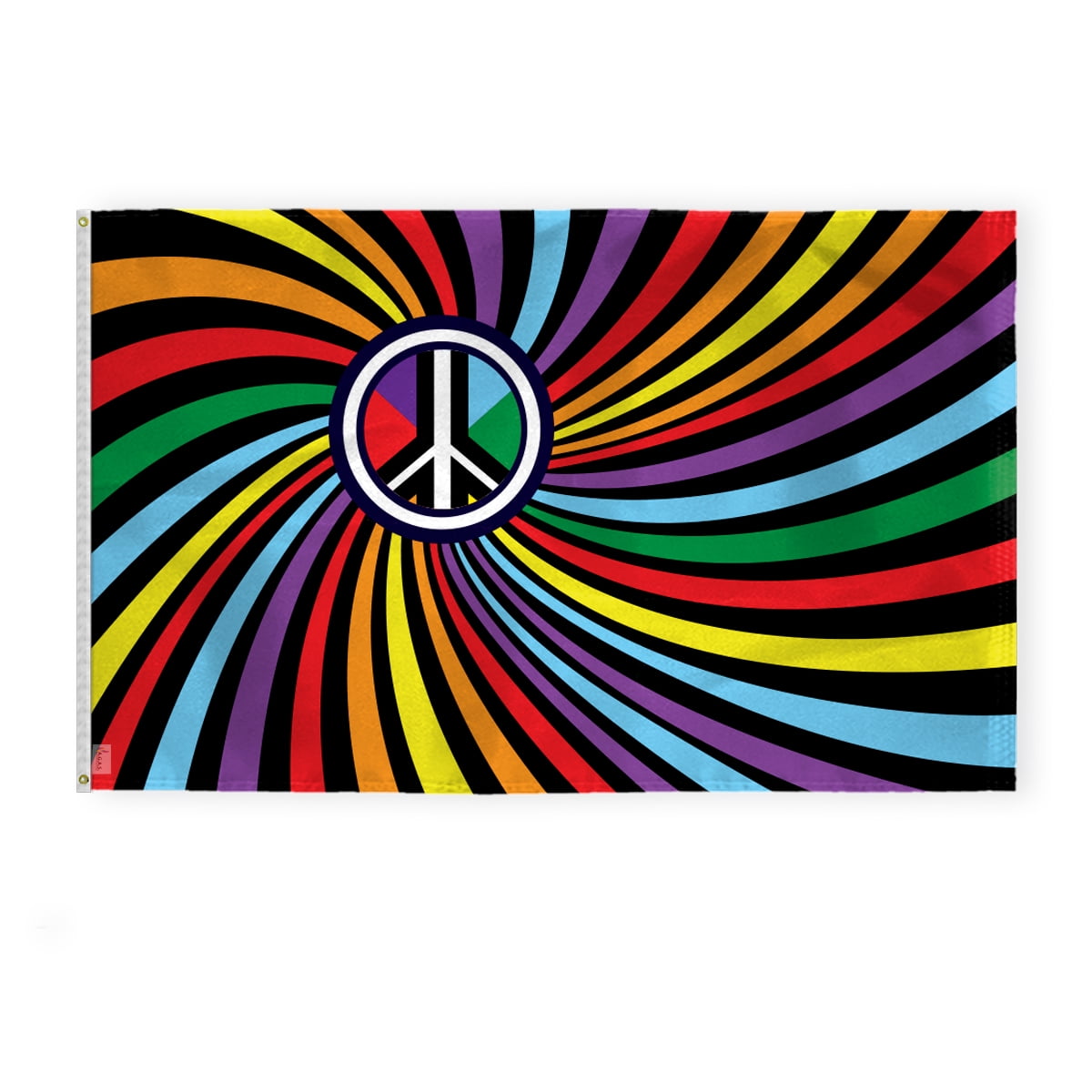 AGAS Peace Swirl Rainbow Pride Flag 4x6 Ft - Printed 200D Nylon - Brass ...