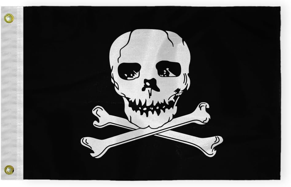 AGAS Pirate Jolly Roger Flag 12x18 Inches White Pirate Flags for Boat ...