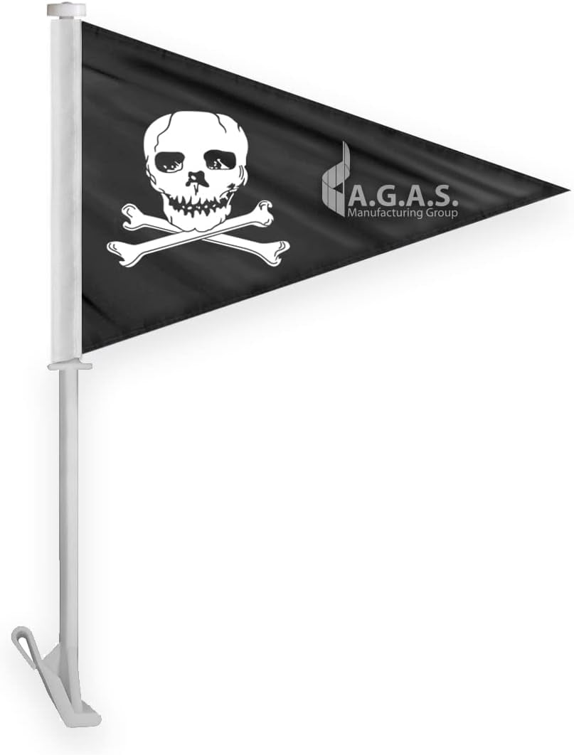 AGAS Pirate Jolly Roger Pennant Premium Car Window Clip-On Flag: Double ...