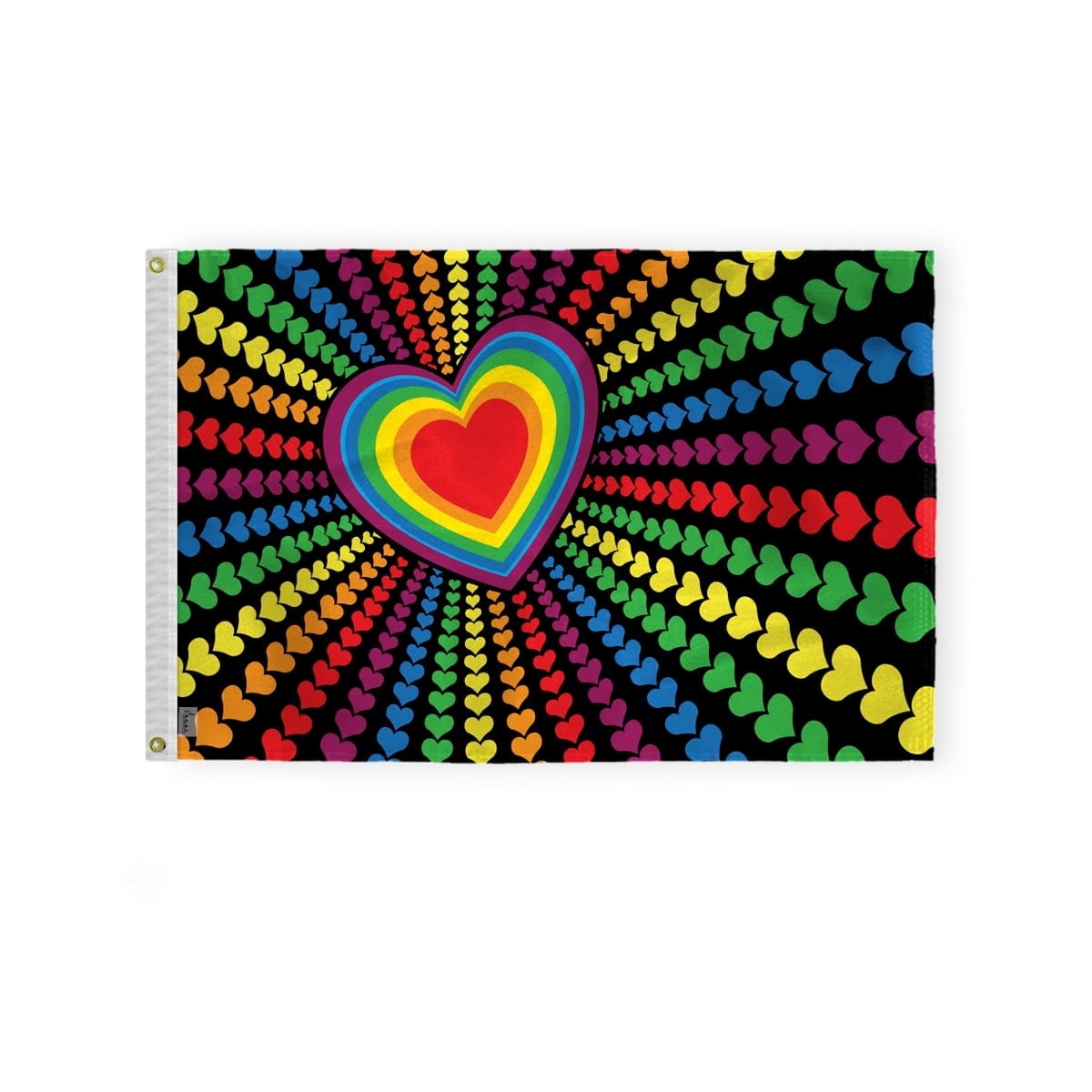 AGAS Rainbow Love Hearts Flag 2x3 Ft - Printed 200D Nylon - Brass ...