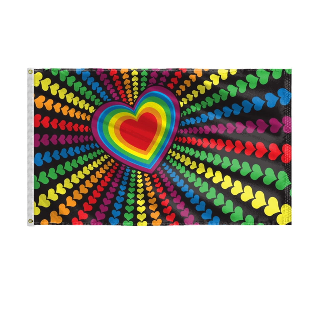 AGAS Rainbow Love Hearts Flag 3x5 Ft - Printed 200D Nylon - Brass ...
