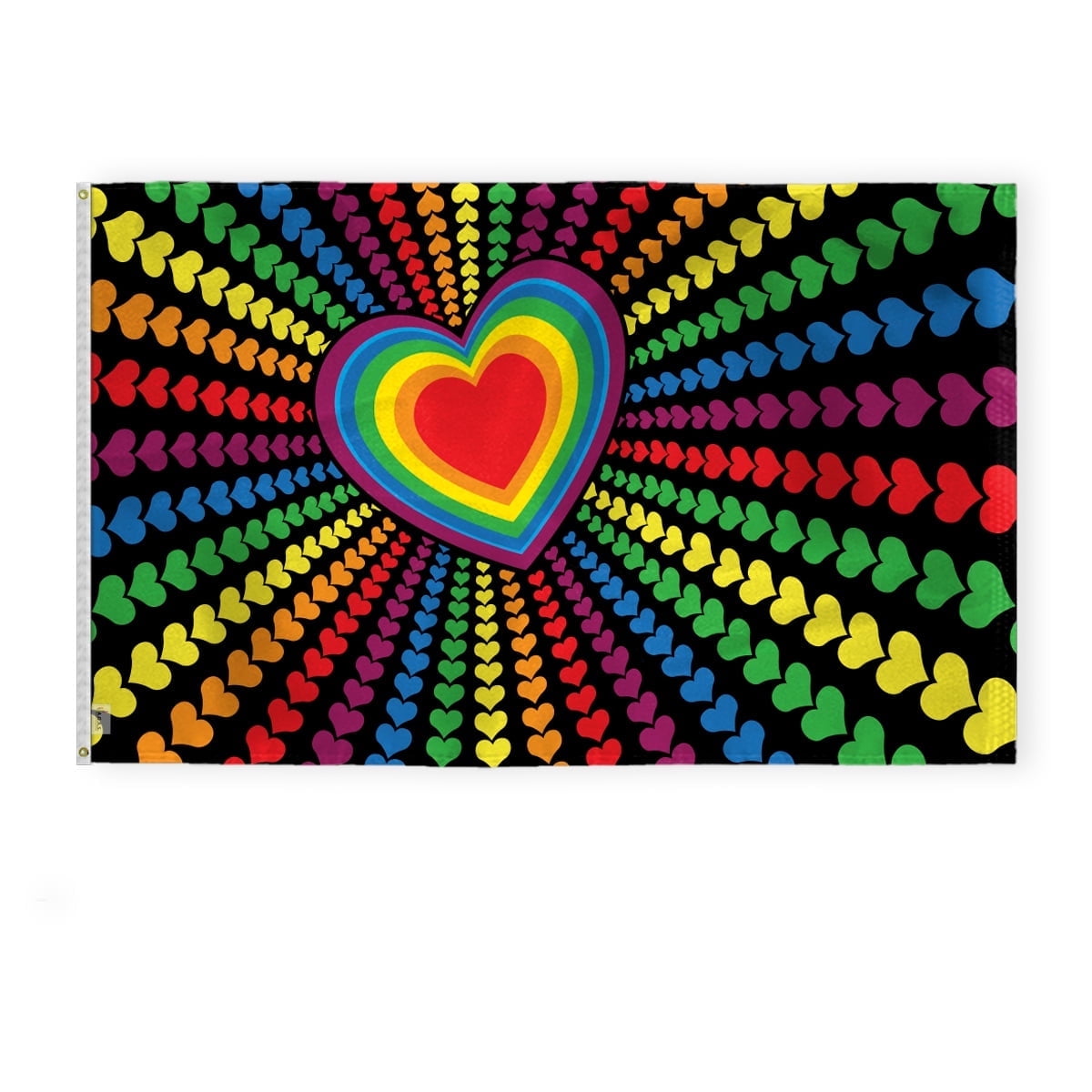 AGAS Rainbow Love Hearts Flag 5x8 Ft - Printed 200D Nylon - Brass ...