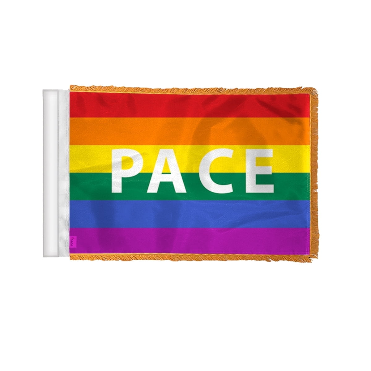 AGAS Rainbow Pace Letter Antenna Aerial Flag For Cars with Gold Fringe ...