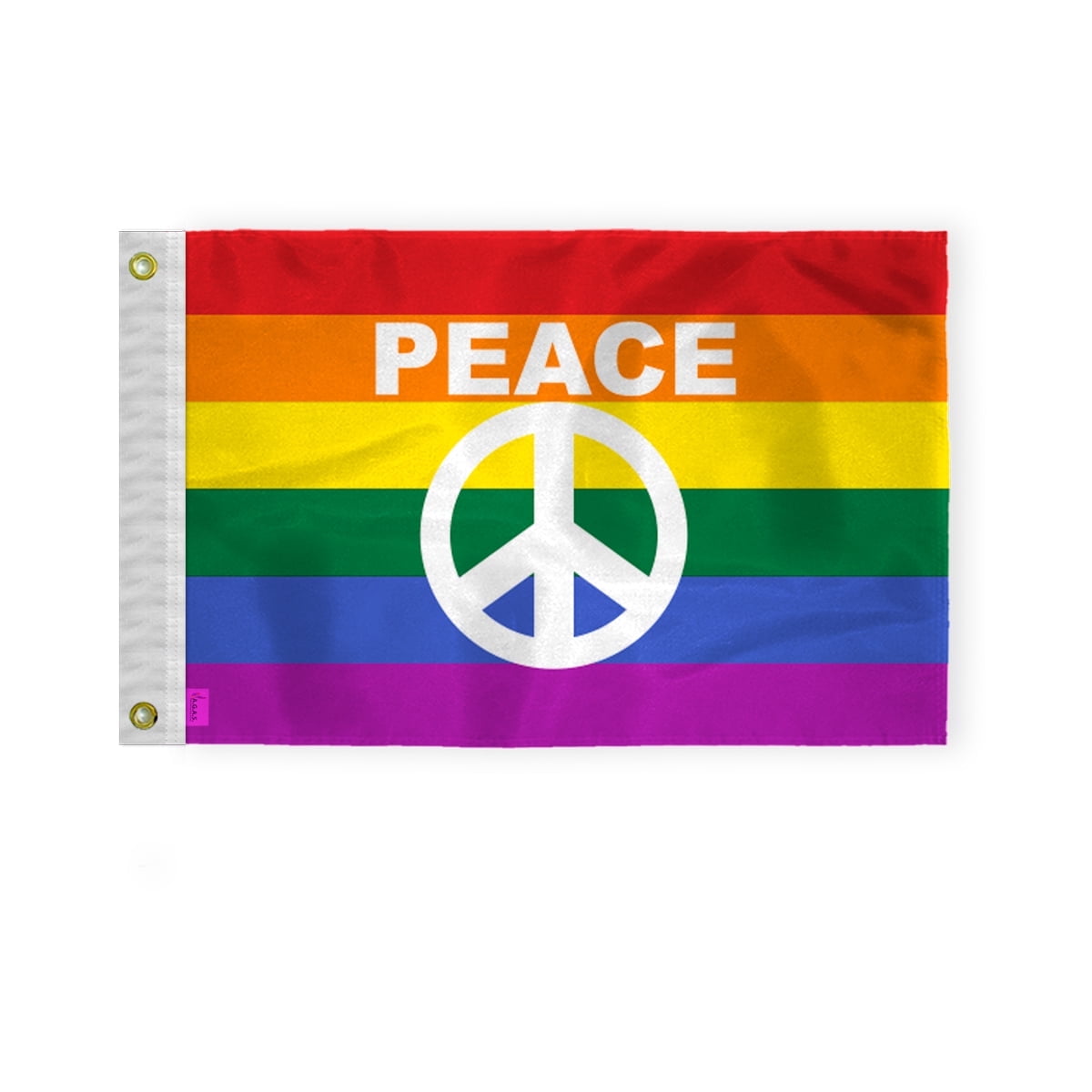 AGAS Rainbow Peace Sign Boat Nautical Flag 12x18 Inch - Printed 200D ...