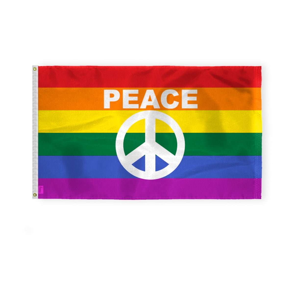 AGAS Rainbow Peace Sign Flag 3x5 Ft - Printed 200D Nylon - Brass ...