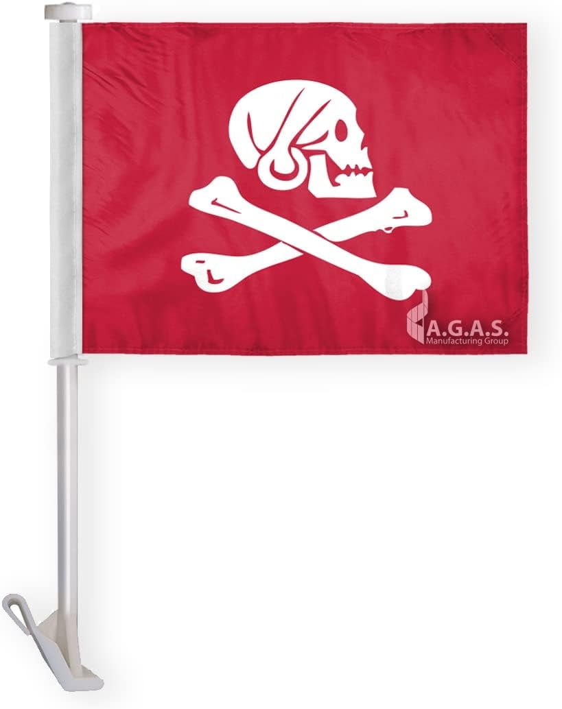 AGAS Red Pirate Henry Every Premium Car Window Clip-On Flag: Double ...