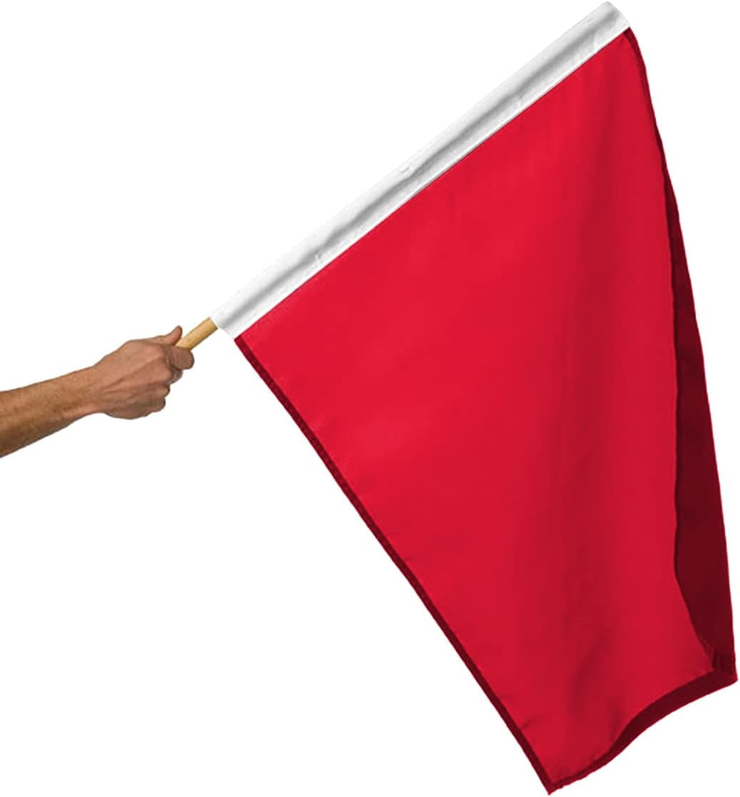 AGAS Red Racing Flag Stop Race Stick Flag 30x30 inch - Mounted on 36 ...