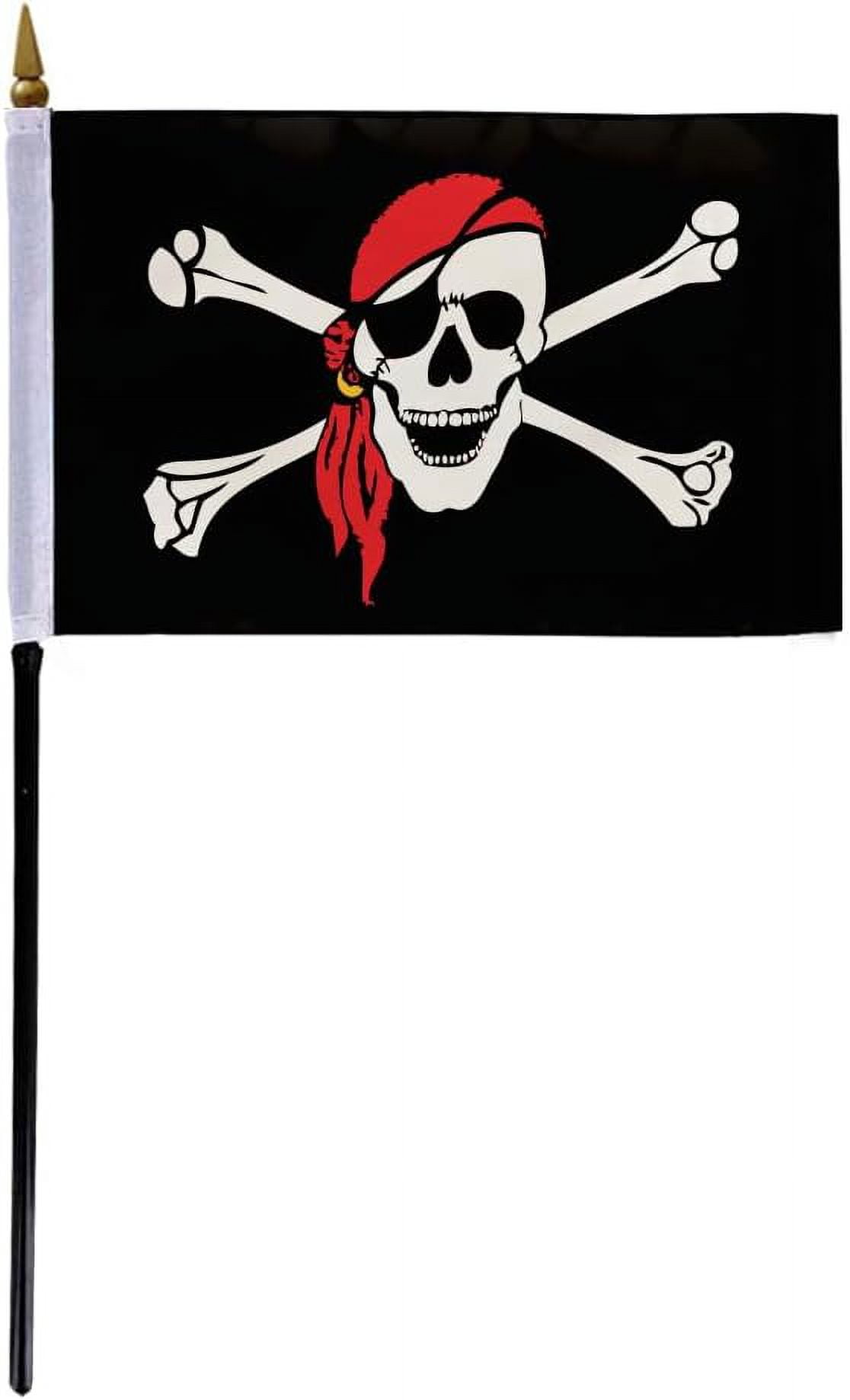 AGAS Red Skull Pirate Bandana One Eyed Jack Small Hand Waving Flag 4x6 ...