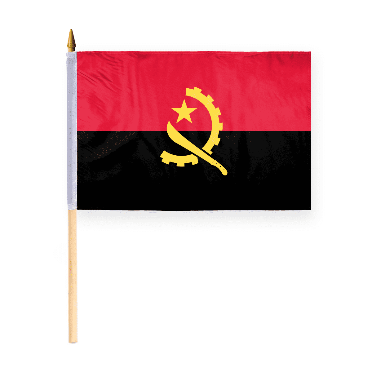 AGAS Small Angola Flag 12x18 inch mounted onto 24 inch Wood Pole ...