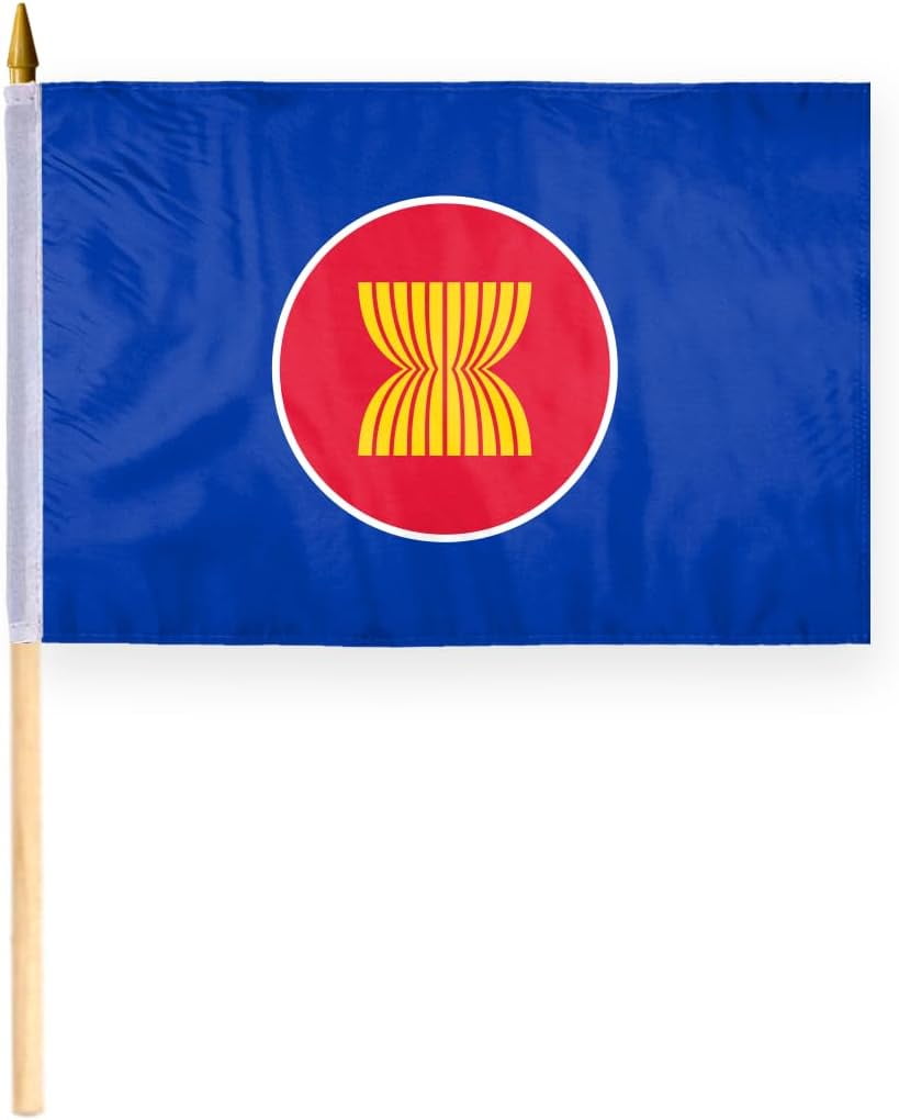 AGAS Small Asean Flag 12x18 inch mounted onto 24 inch Wood Pole ...