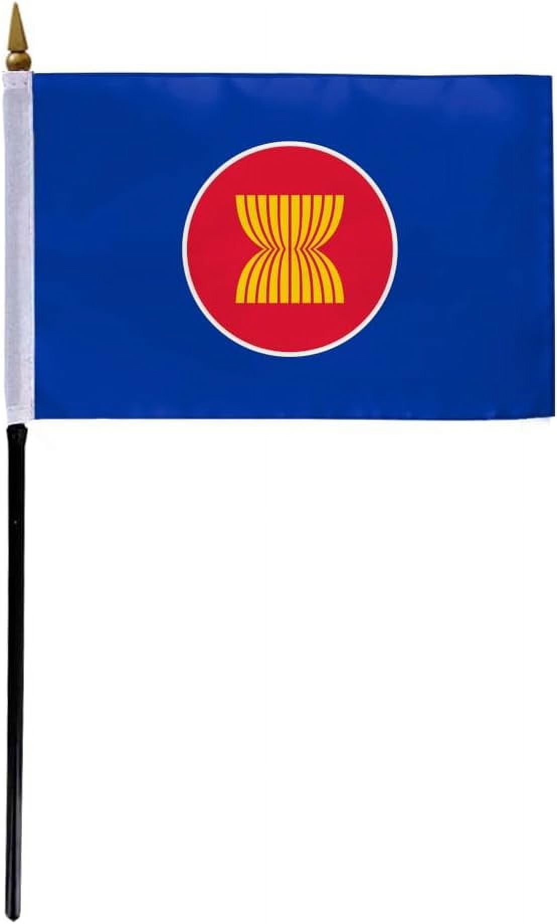 AGAS Small Asean Flag 4x6 inch mounted onto 11 inch Plastic Pole ...