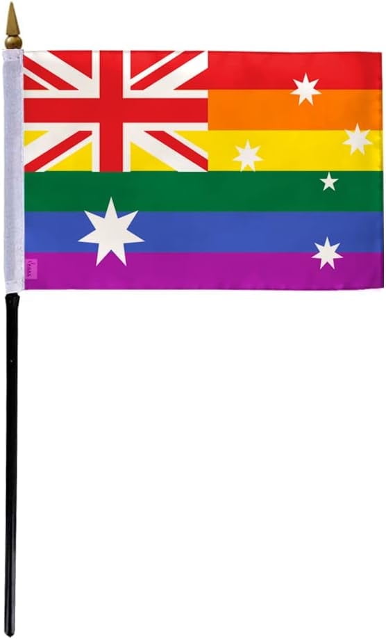 AGAS Small Australia Pride Flag 4x6 inch Flag on a 11 inch Plastic ...