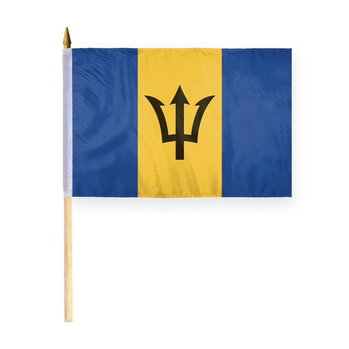 AGAS Small Barbados 12x18 inch Flag mounted onto 24 inch Wood Pole ...