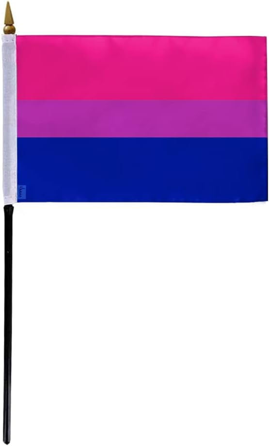 AGAS Small Bi Pride Flag 4x6 inch Flag on a 11 inch Plastic Stick ...