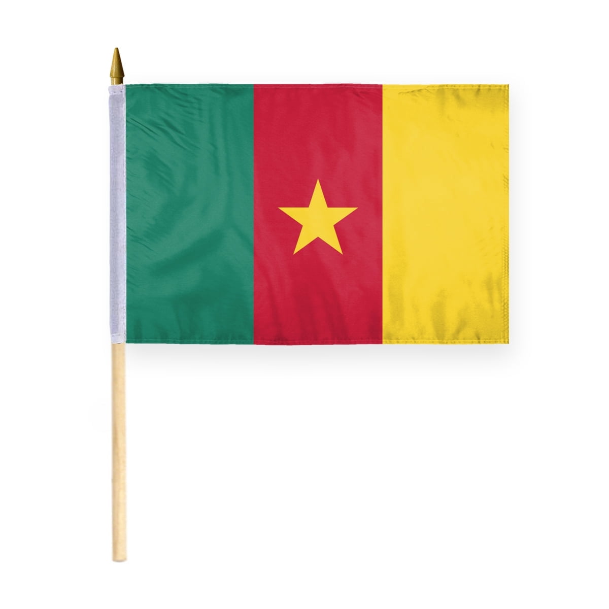 AGAS Small Cameroon National Flag 12x18 inch mounted onto 24 inch Wood ...
