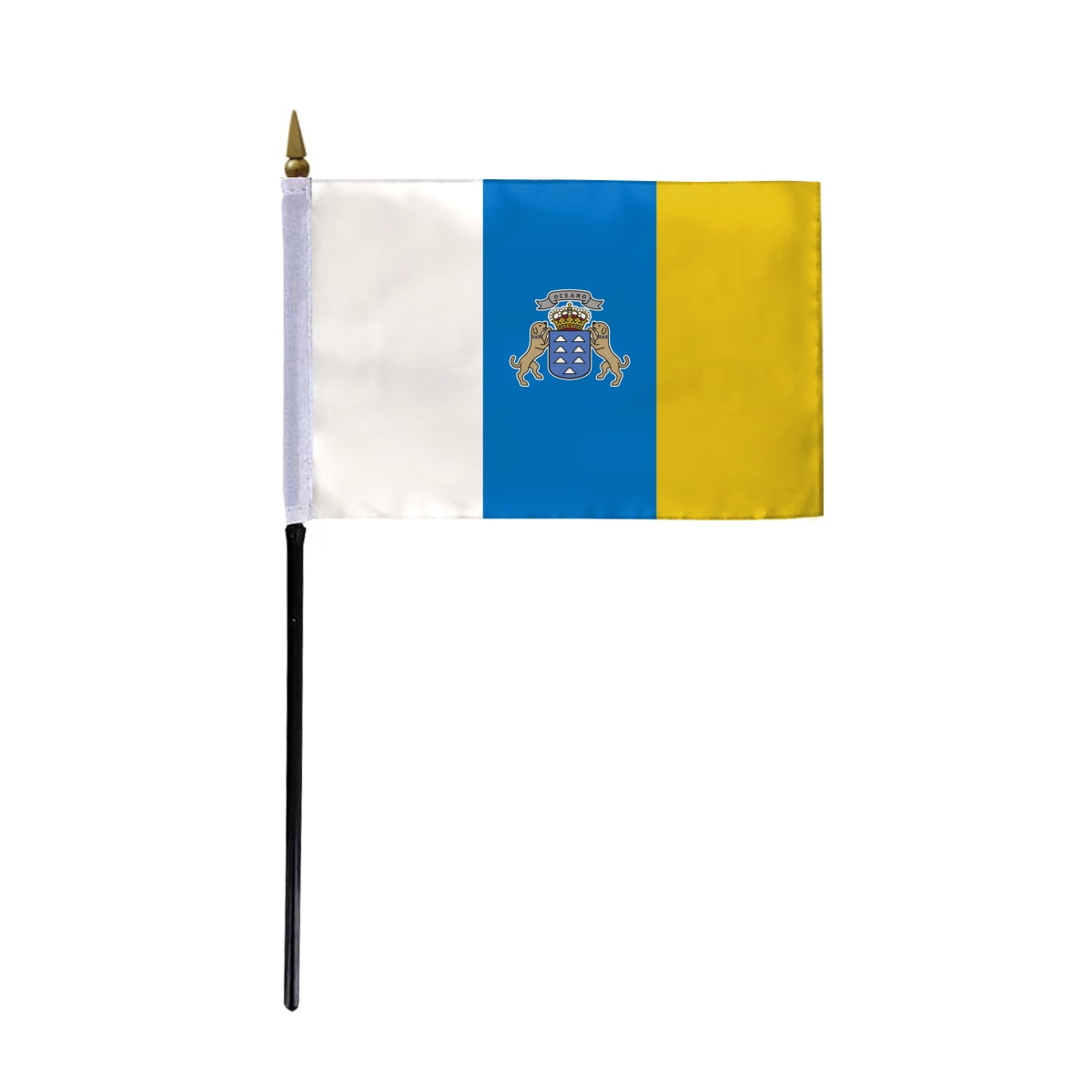 AGAS Small Canary Islands with Official Seal Flag 4x6 inch mounted onto ...