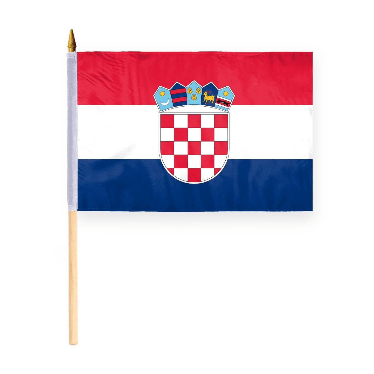 AGAS Small Croatia Flag 12x18 inch mounted onto 24 inch Wood Pole ...