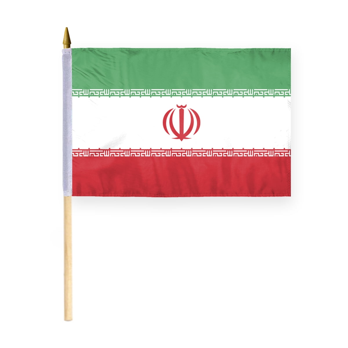 AGAS Small Iranian National Flag 12x18 inch - 24 inch Wood Pole ...