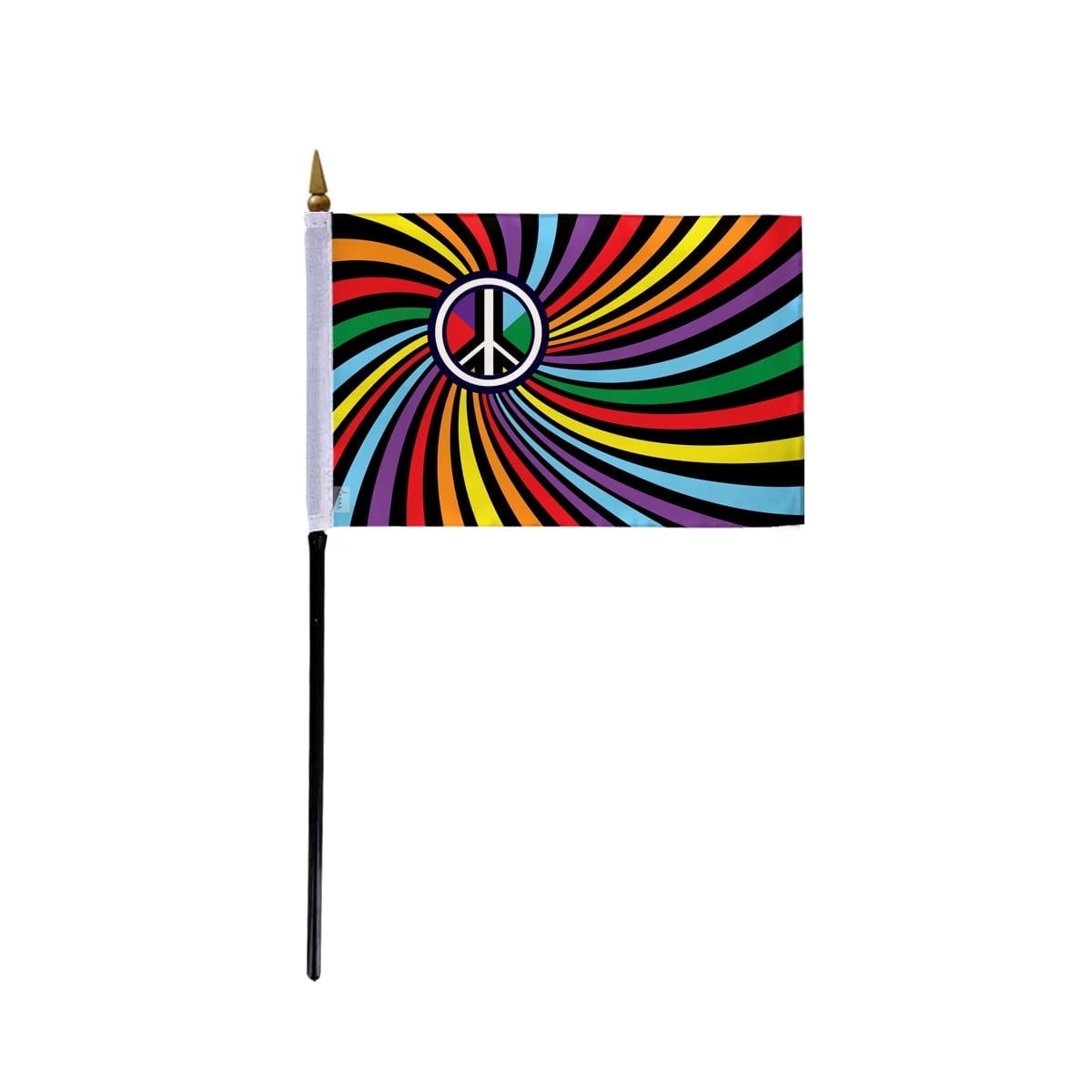 AGAS Small Peace Swirl Rainbow Flag 4x6 inch Flag on a 11 inch Plastic ...