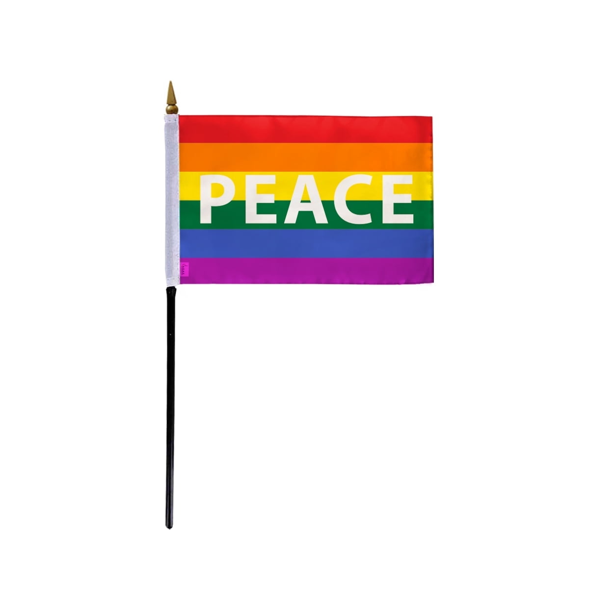 AGAS Small Rainbow Peace Pride Flag 4x6 inch Flag on a 11 inch Plastic ...