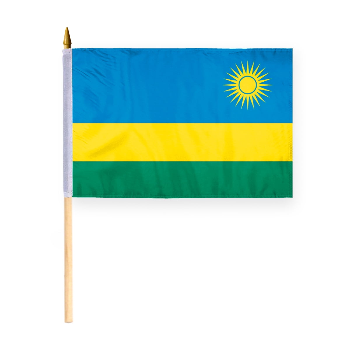 AGAS Small Rwanda Flag 12x18 inch - 24 inch Wood Pole Polyester Fabric ...