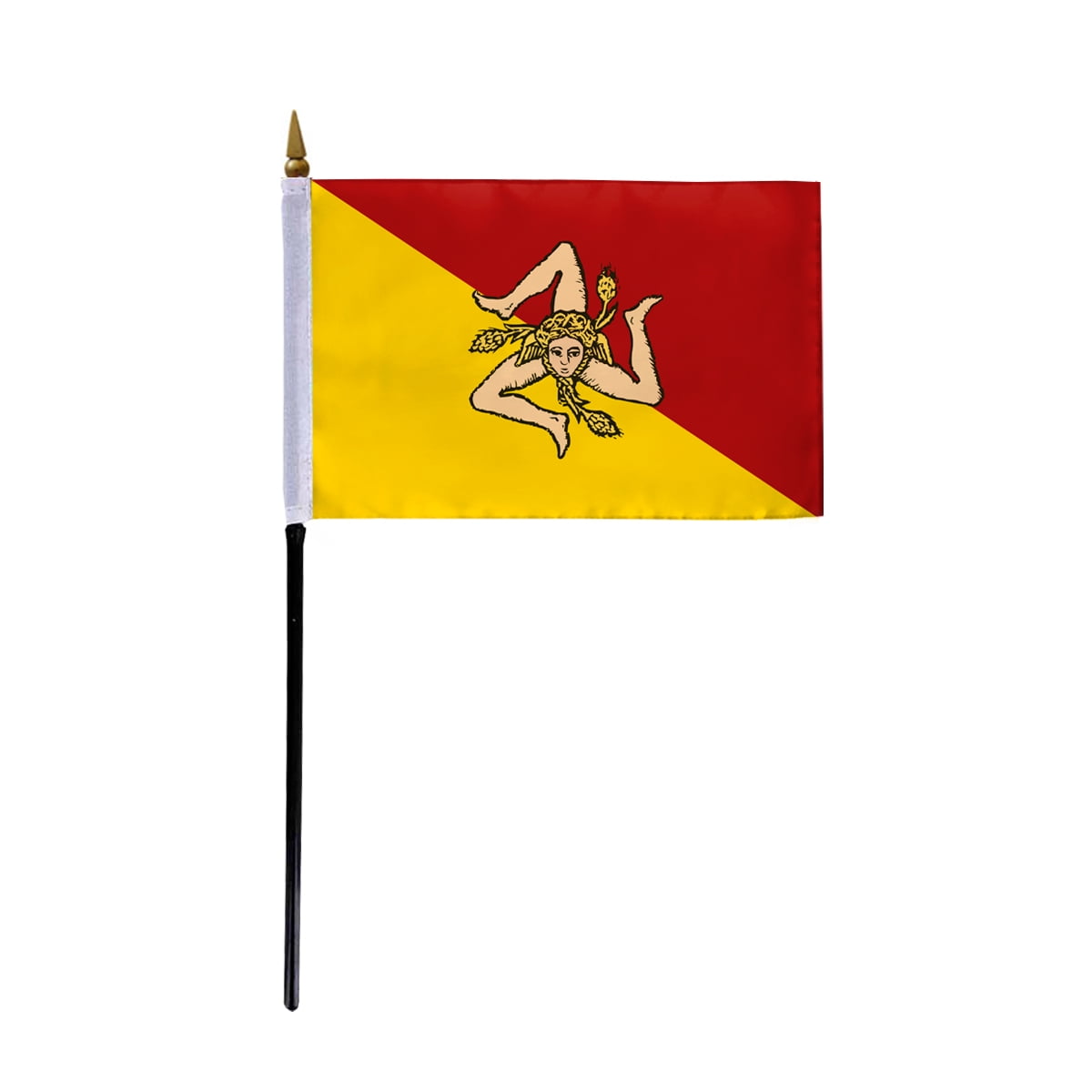 AGAS Small Sicily Flag 4x6 inch - 11 inch Plastic Pole Polyester Fabric ...