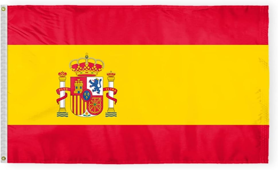 AGAS Spain Flag 3x5 ft 200D Nylon Fabric Double Stitched Canvas Header ...