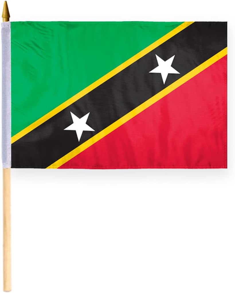 AGAS St Kitts Courtesy Flag 12x18 inch Mini St Kitts Flag Outdoor 200D ...