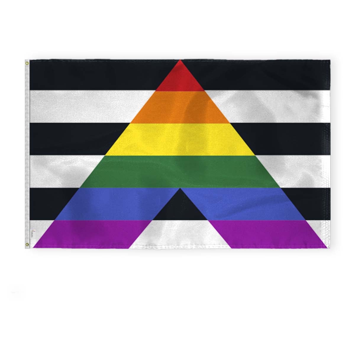 AGAS Straight Ally Rainbow Flag 5x8 Ft - Printed 200D Nylon - Brass ...