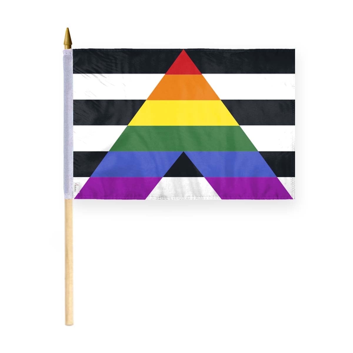 AGAS Straight Ally Rainbow Stick Flag 12x18 inch Flag on a 24 inch ...