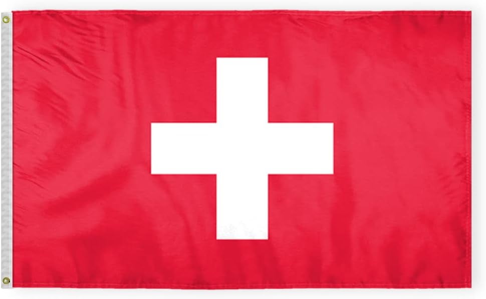 AGAS Swtizerland Flag 3x5 ft Double Stitched Hem 100% Polyester Metal ...