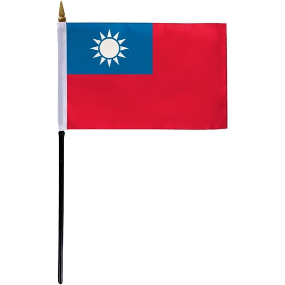AGAS Taiwan Flag 4x6 inch - 11" Plastic Pole 100% Polyester Stitched ...