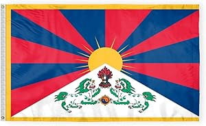 AGAS Tibet Flag 3x5 ft 200D Nylon Fabric Double Stitched Canvas Header ...