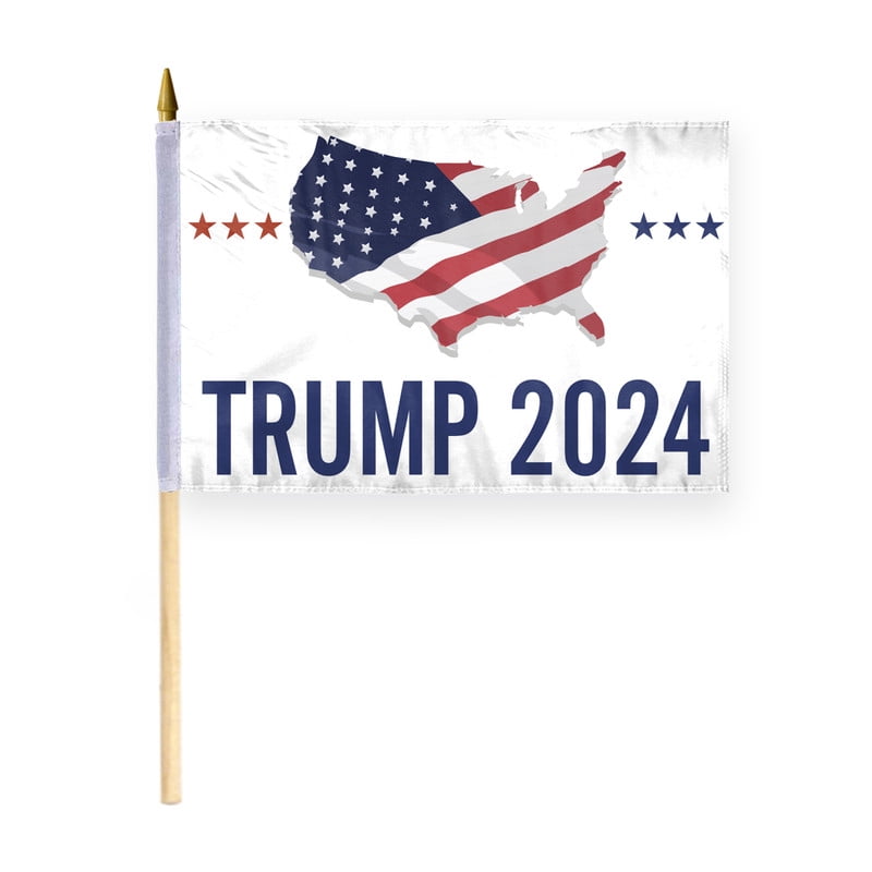 AGAS Trump 12x18 Inch Stick Flag - Black and white - - 100% Polyester ...
