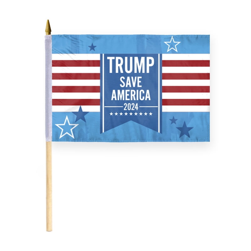 AGAS Trump 12x18 Inch Stick Flag - Light Blue - 100% Polyester with 24 ...