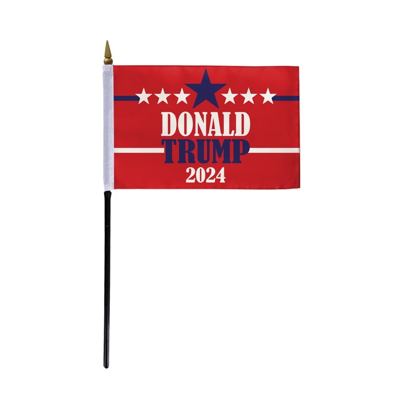 AGAS Trump 4x6 Inch Stick Flag - Red - - 100% Polyester with 11 Inch ...