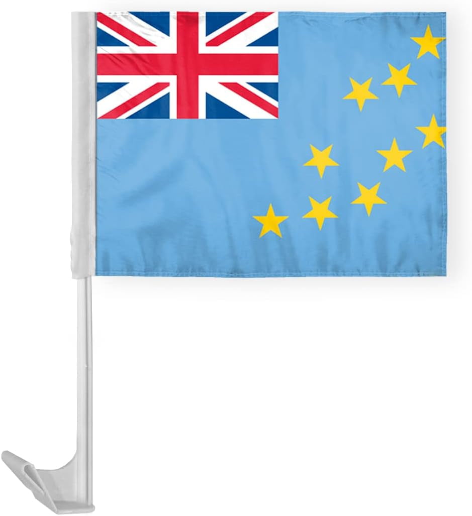 AGAS Tuvalu Car Flag 12x16 inch Polyester Fabric Double Stitched 17 ...